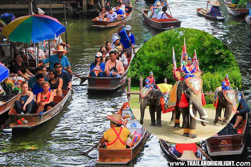 Floating Market and Elephant Theme Show Crocodile Farm Samphran